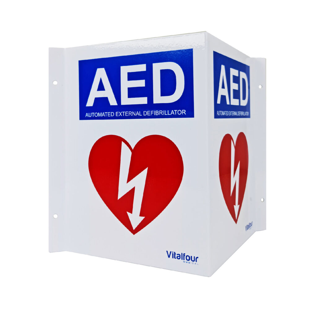 Triangular Wall AED Signage - Vitalfour Medical