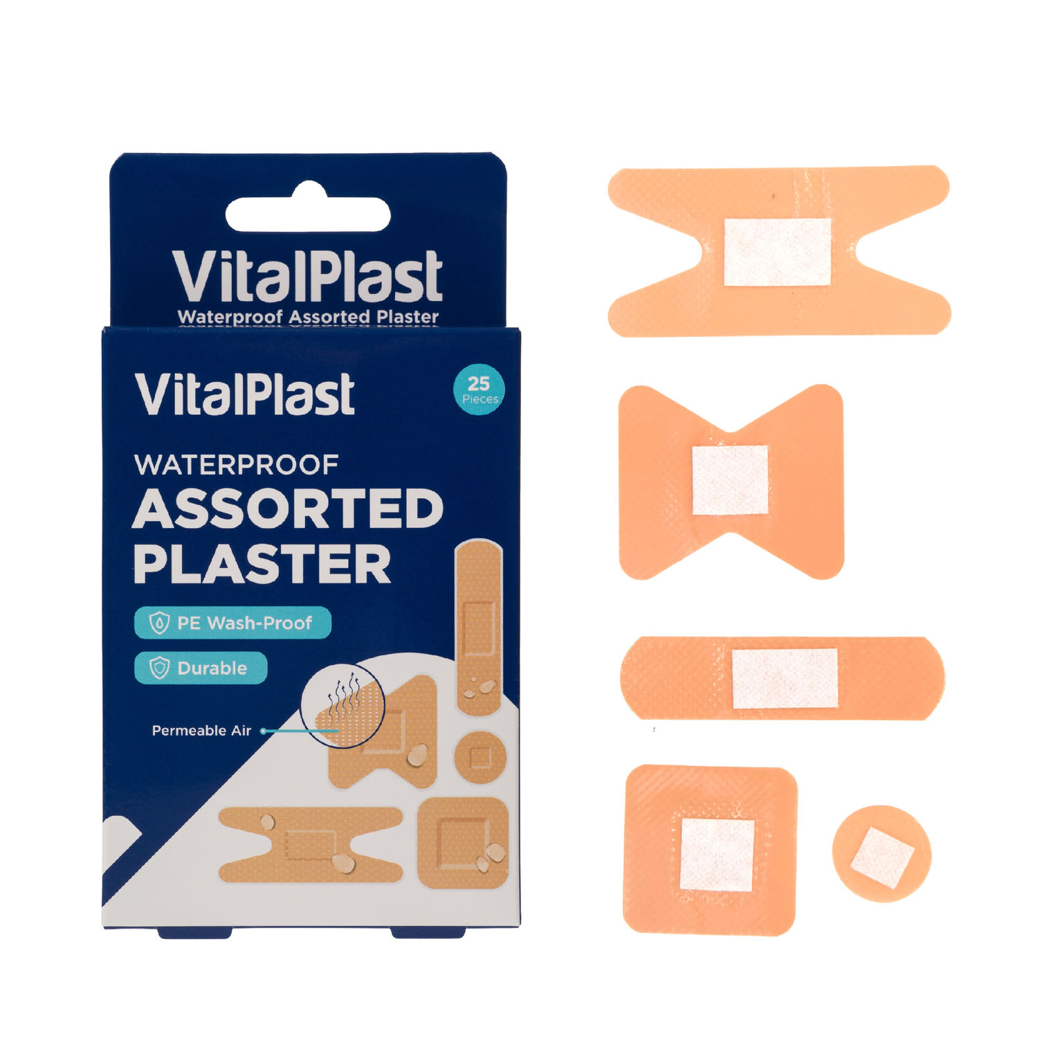 VitalPlast Waterproof Assorted Wound Plaster Vitalfour Medical VitalPlast Waterproof Assorted Wound Plaster Vitalfour Medical